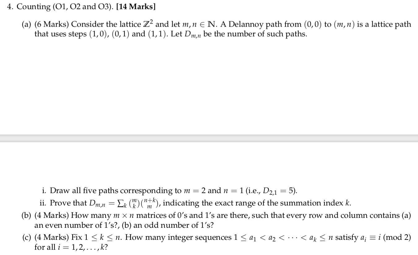 4. Counting (O1, O2 and O3). [14 Marks] (a) (6 Marks) | Chegg.com