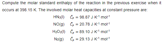 Solved Given the following molar standard enthalpies of | Chegg.com
