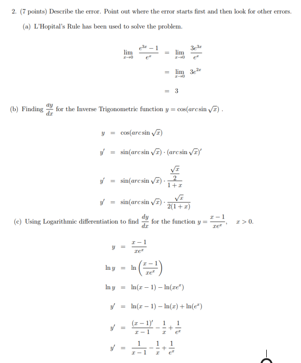 Solved 2. (7 points) Describe the error. Point out where the | Chegg.com