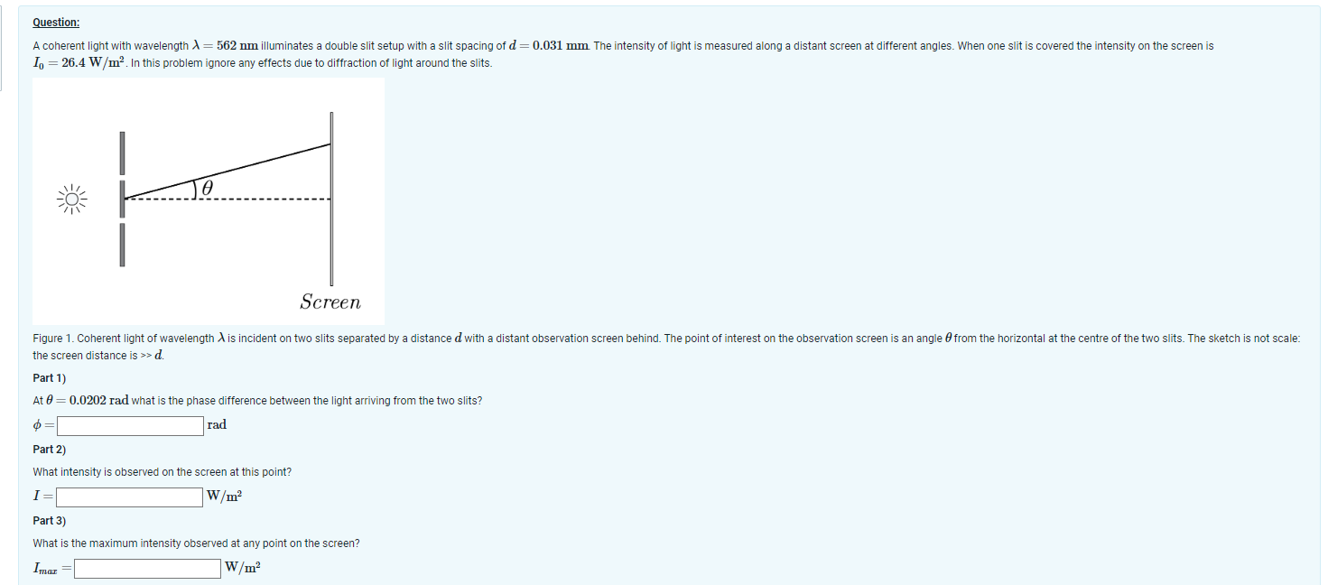 Solved Question: I0=26.4 W/m2. In this problem ignore any | Chegg.com