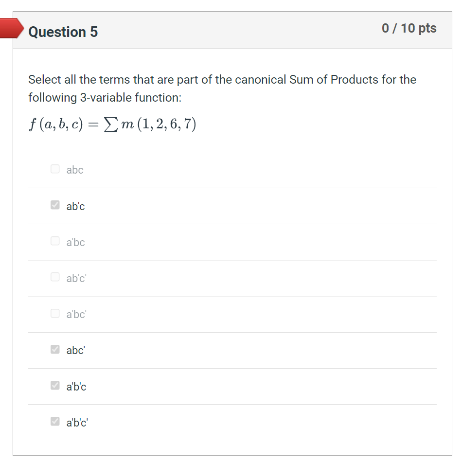 Solved Select all the terms that are part of the canonical | Chegg.com