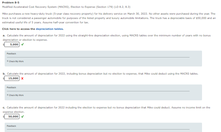 Problem 8-5 Modified Accelerated Cost Recovery System | Chegg.com
