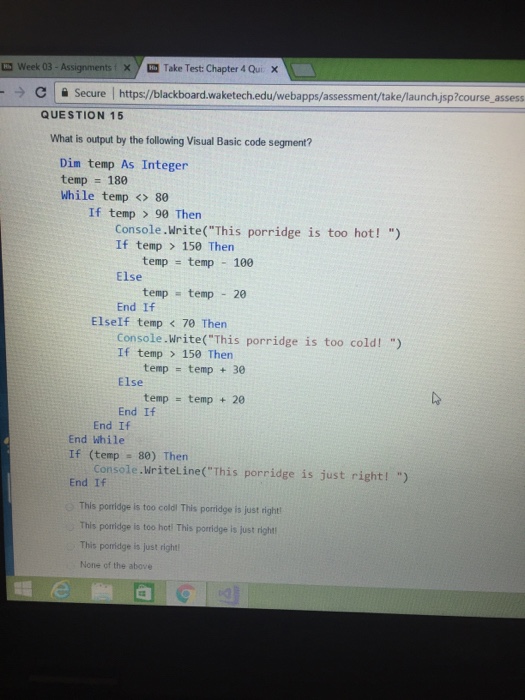 Solved What is output by the following Visual Basic code | Chegg.com