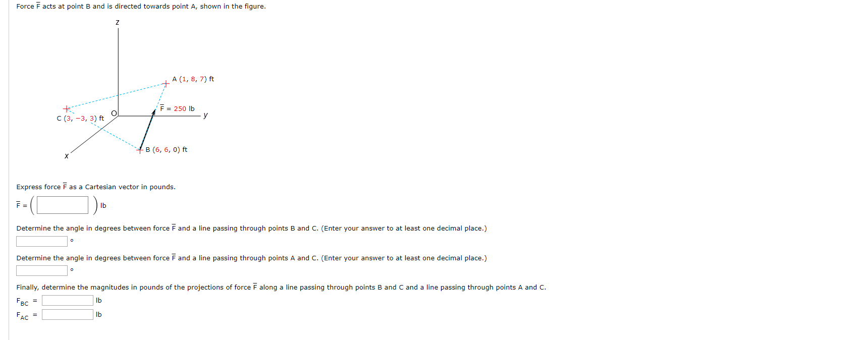 Solved Force Facts at point B and is directed towards point | Chegg.com