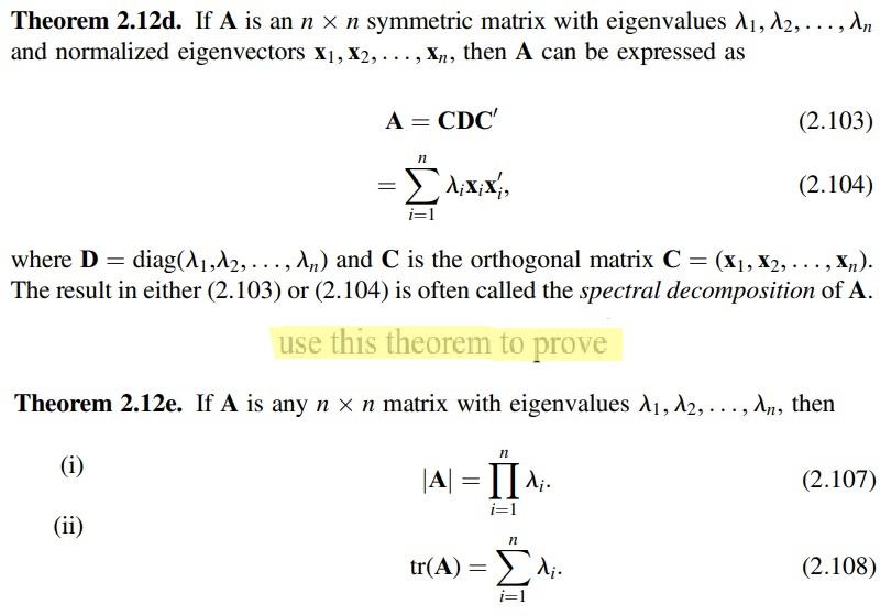 Solved Theorem 2.12d. If A is an n×n symmetric matrix with | Chegg.com