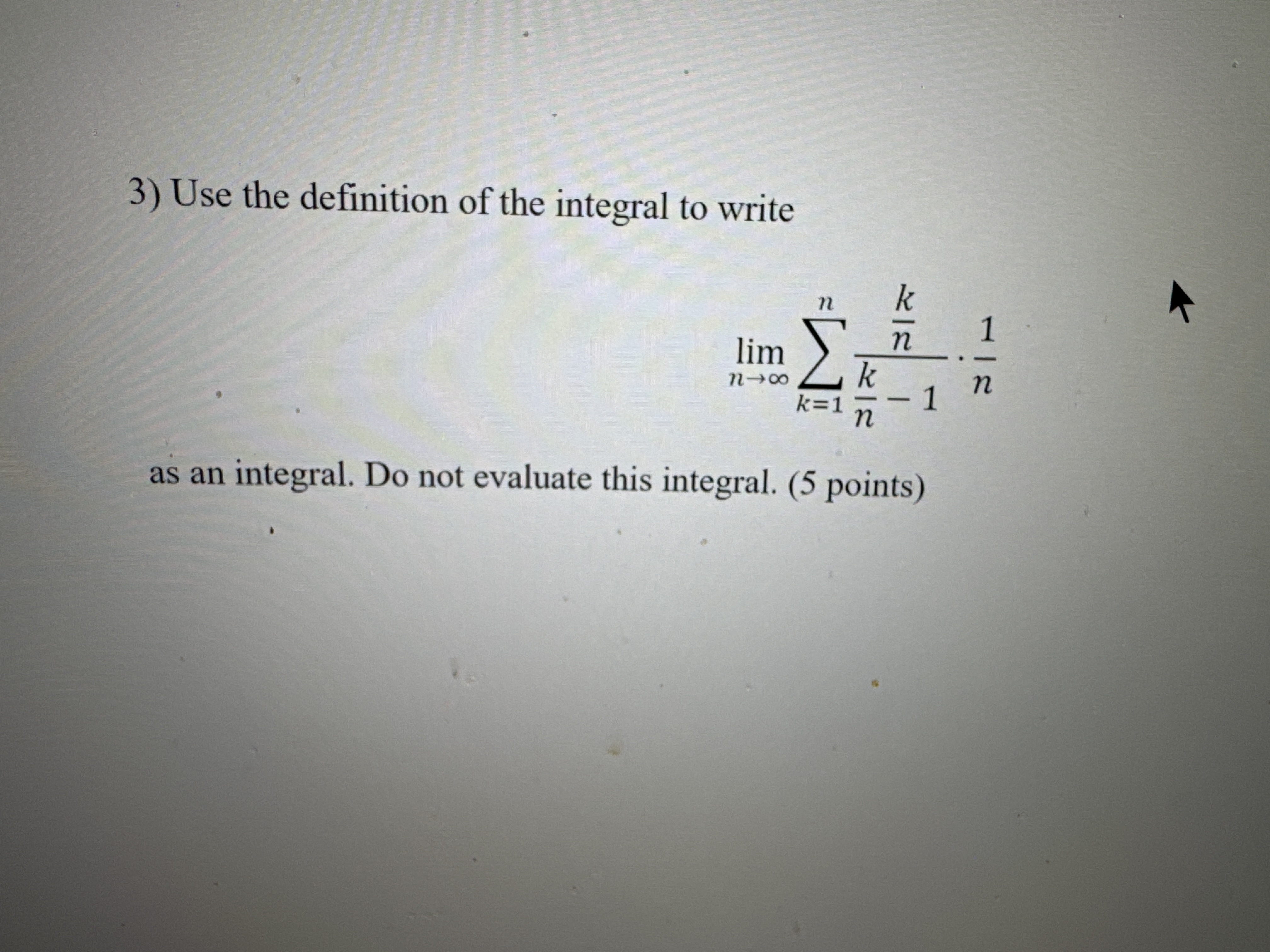Solved Use the definition of the integral to | Chegg.com