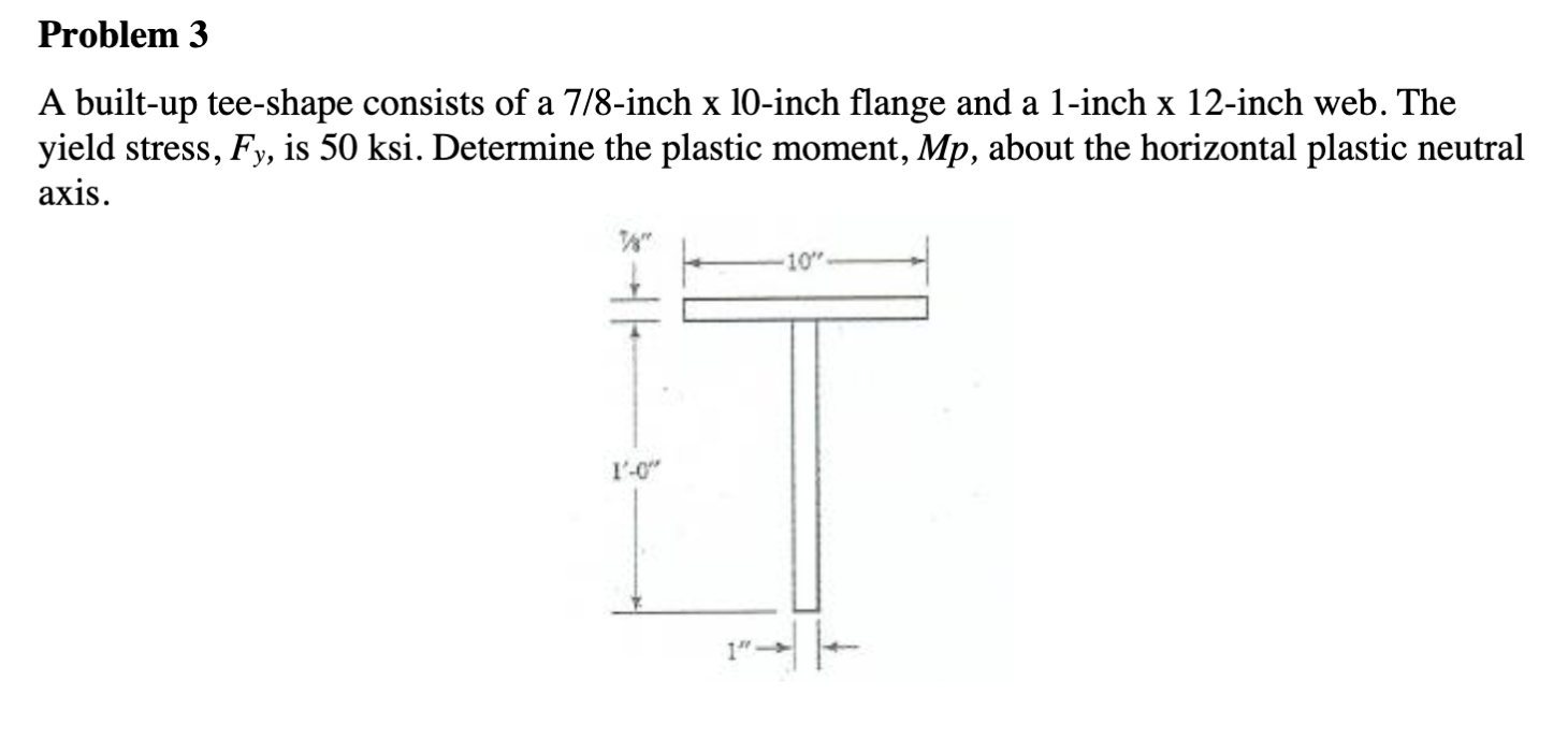 Solved Problem 3 A built-up tee-shape consists of a 7/8-inch | Chegg.com