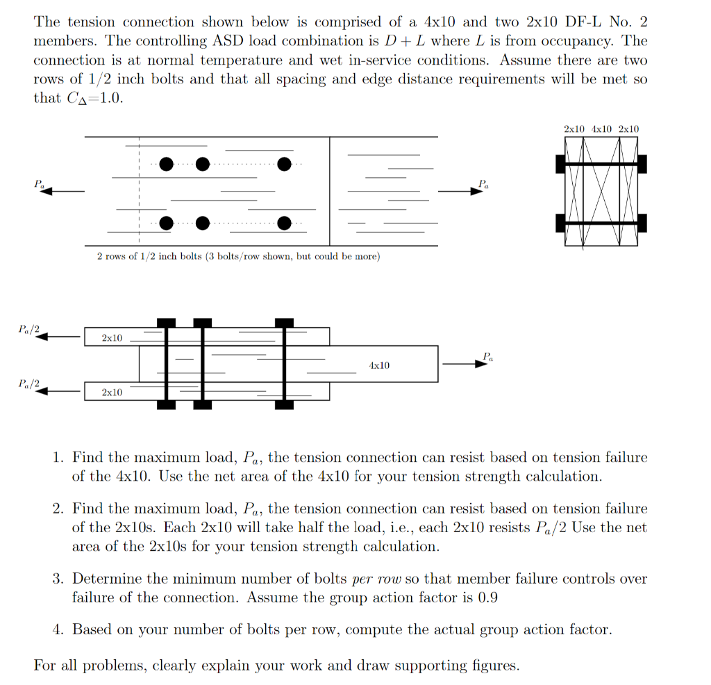 The tension connection shown below is comprised of a | Chegg.com