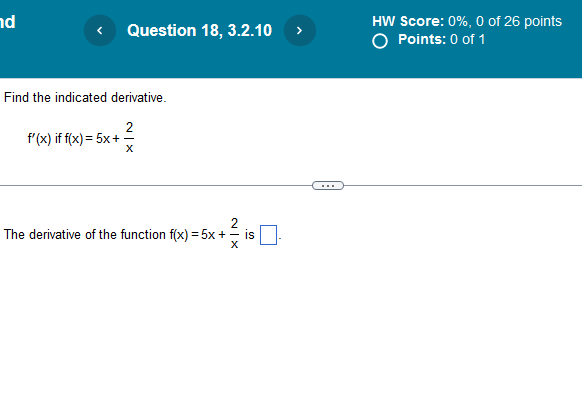 Solved Find the indicated derivative. f′(x) if f(x)=5x+x2 | Chegg.com