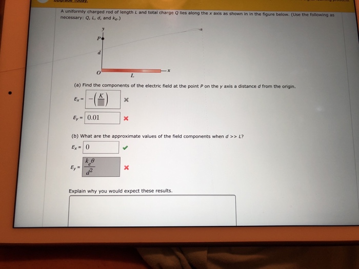 Solved A uniformly charged rod of length L and total charge | Chegg.com