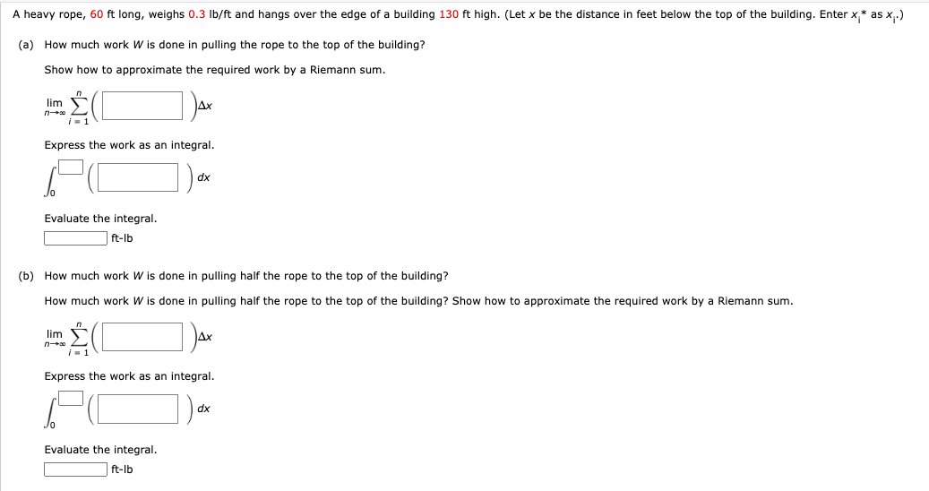 Solved A heavy rope, 60ft long, weighs 0.3lb/ft and hangs | Chegg.com