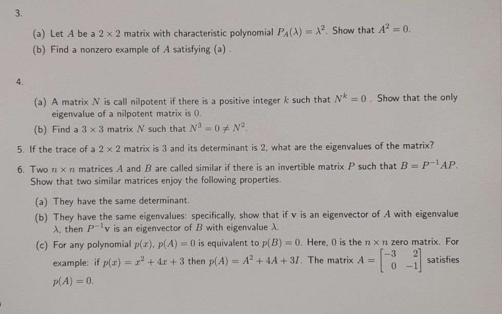 Solved (a) Let A be a 2 x 2 matrix with characteristic | Chegg.com