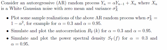 Consider an autoregressive (AR) random process Yn | Chegg.com