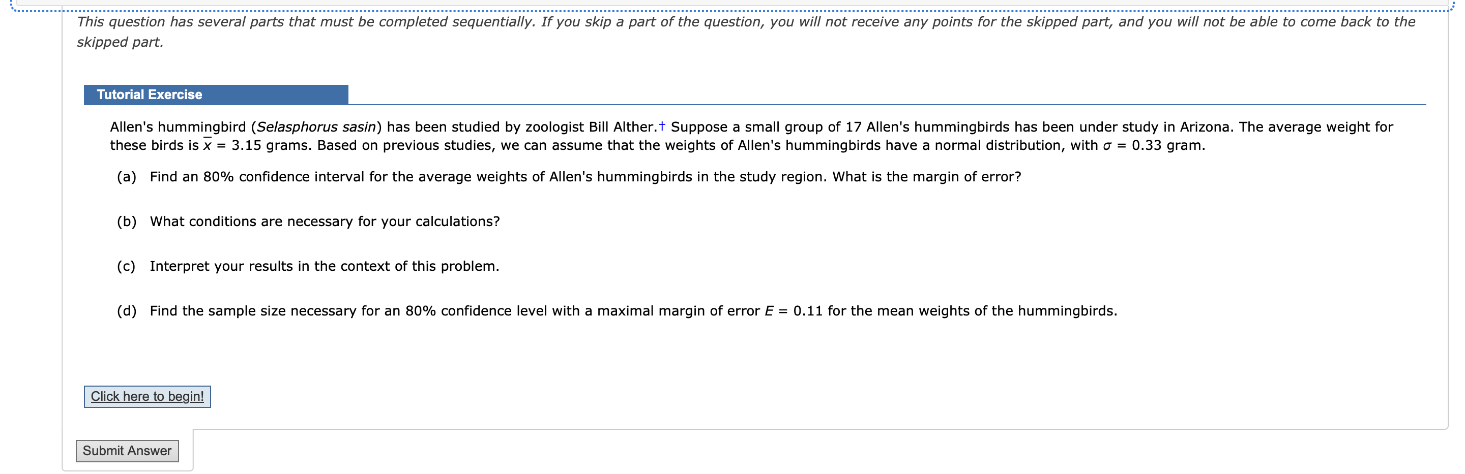 Solved skipped part. Tutorial Exercise these birds is | Chegg.com