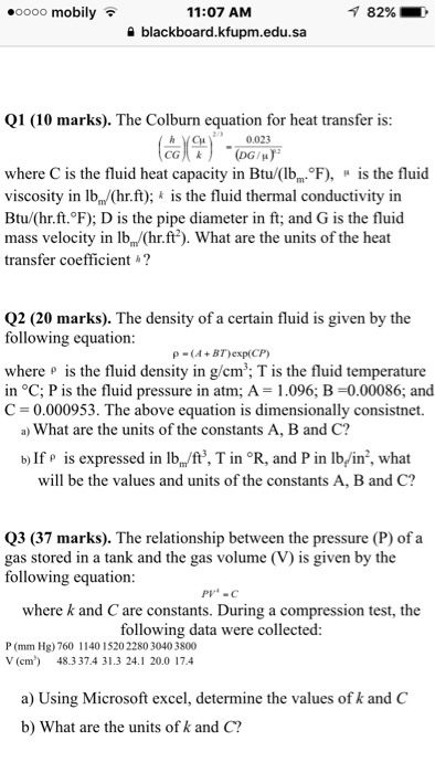 Solved The Colburn equation for heat transfer is: (h/CG) (C | Chegg.com