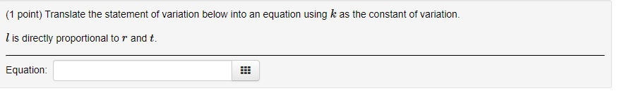 Solved 1 point) Translate the statement of variation below | Chegg.com