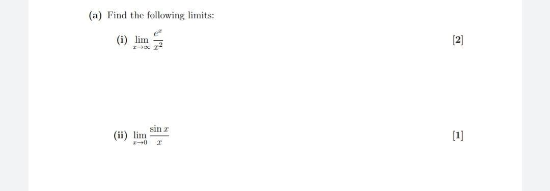Solved (a) Find the following limits: (i) lim [2] 100 72 | Chegg.com