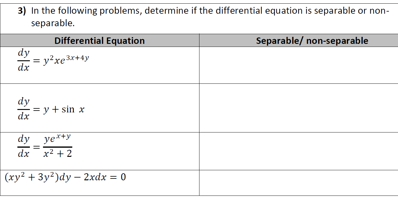 Solved 3) In the following problems, determine if the | Chegg.com
