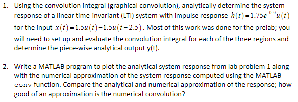 Solved 1. Using the convolution integral (graphical | Chegg.com