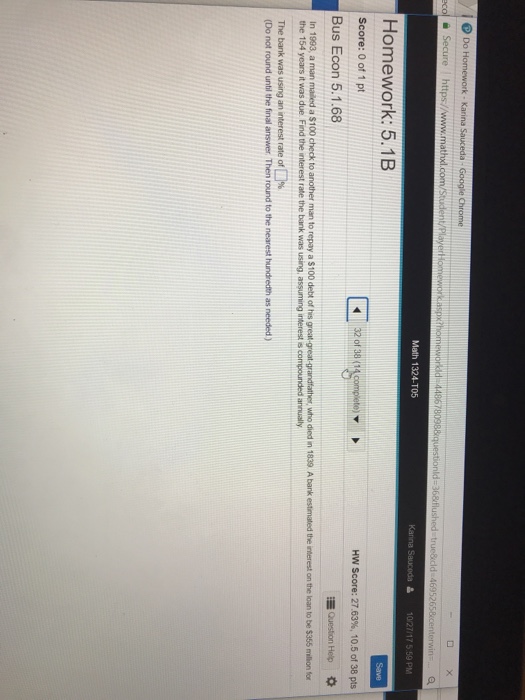 Solved Do Math 1324-T05 Homework: 5.1B Score: 0 ot 1 pt Bus | Chegg.com