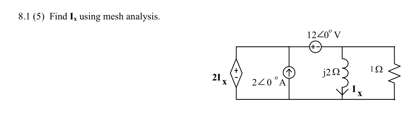 Solved 8.1 (5) Find Ix using mesh analysis. | Chegg.com