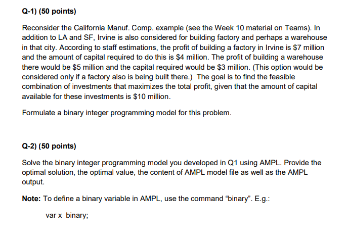 Solved Reconsider the California Manuf. Comp. example (see | Chegg.com