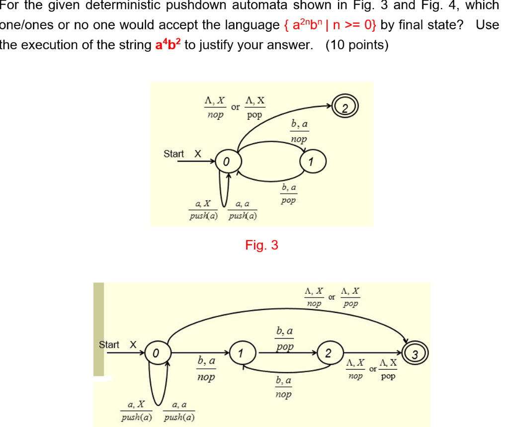 Solved For the given deterministic pushdown automata shown | Chegg.com
