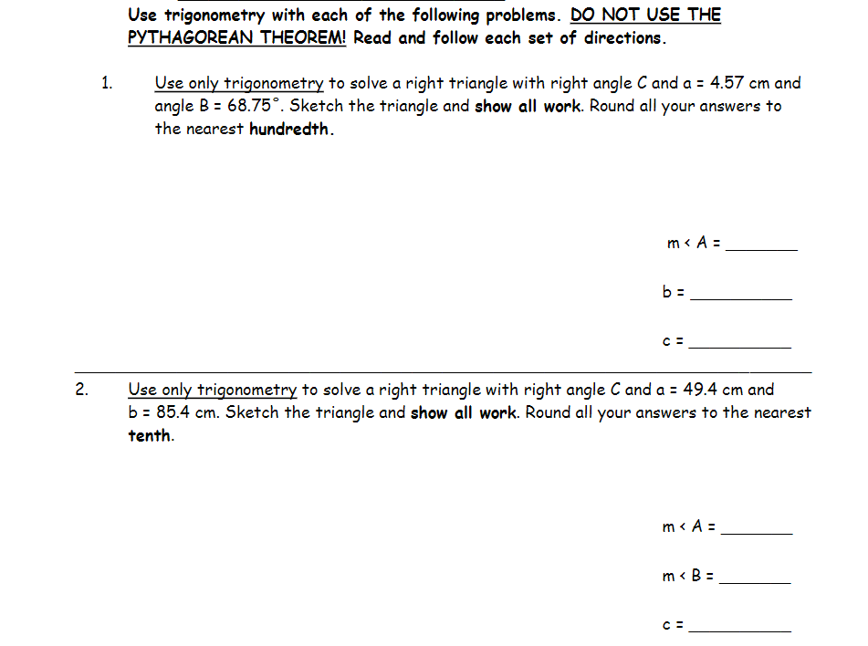 Solved Use trigonometry with each of the following problems. | Chegg.com
