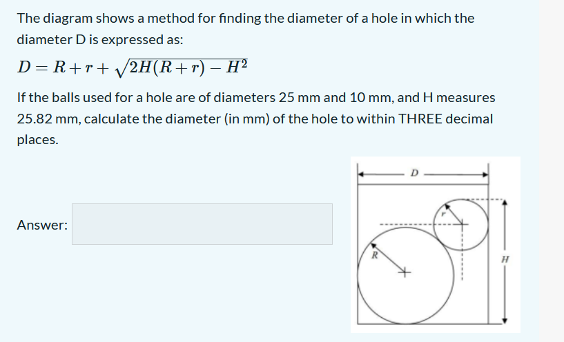 Solved The diagram shows a method for finding the diameter | Chegg.com