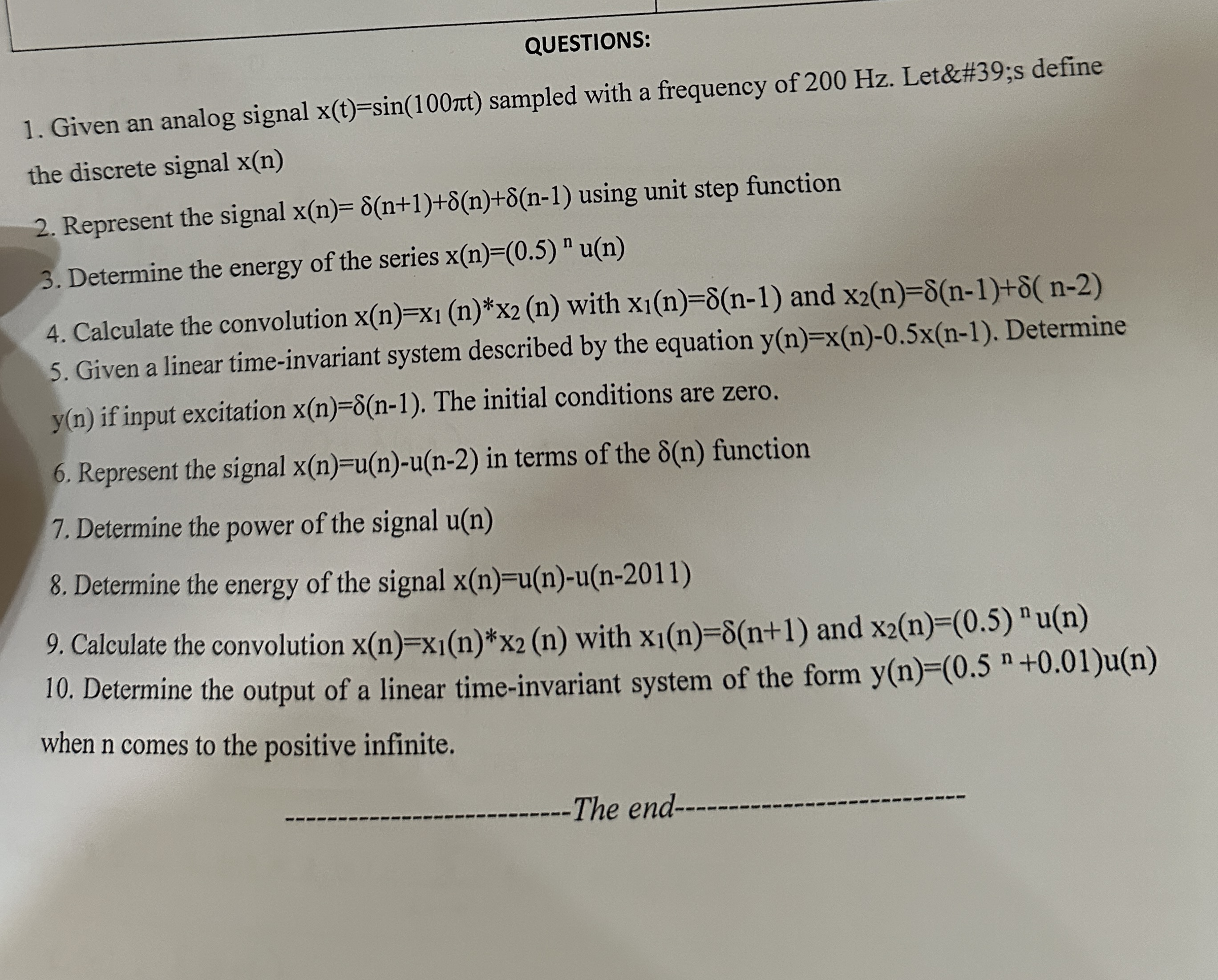 Solved QUESTIONS:Given an analog signal x(t)=sin(100πt) | Chegg.com