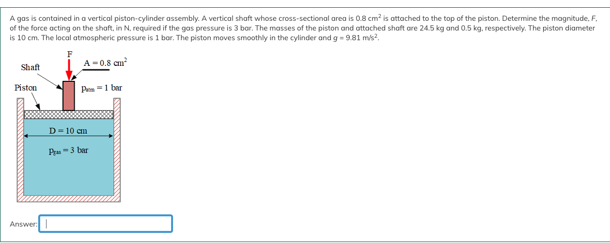 Solved A gas is contained in a vertical piston-cylinder | Chegg.com