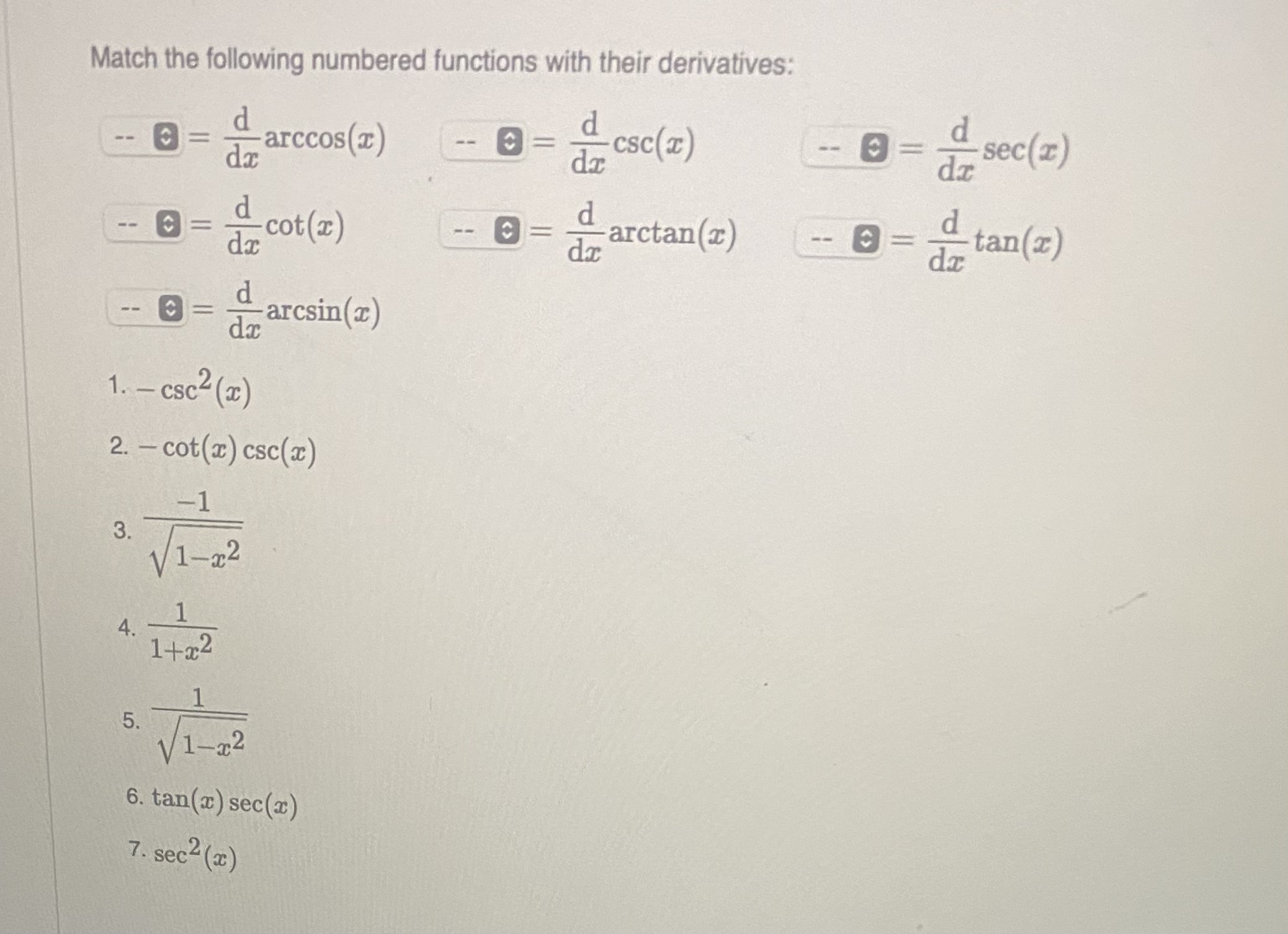 Solved Match the following numbered functions with their | Chegg.com