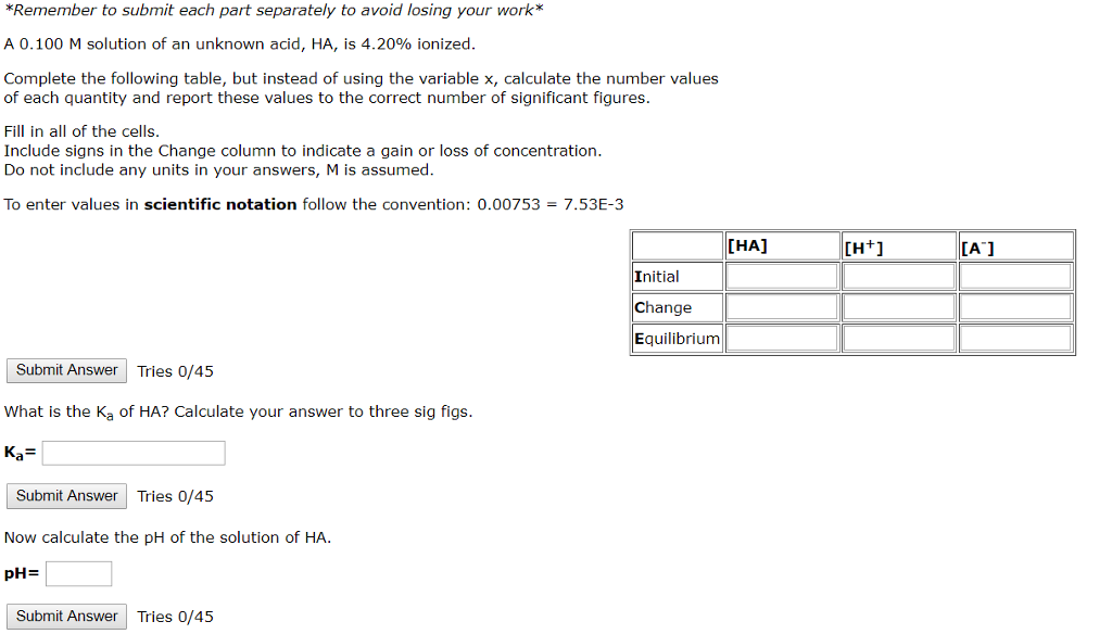 Solved *Remember to submit each part separately to avoid | Chegg.com