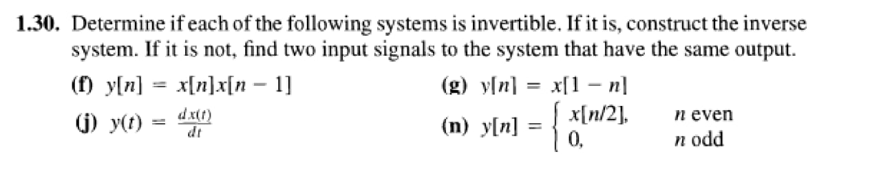 Solved 1.30. ﻿Determine if each of the following systems is | Chegg.com