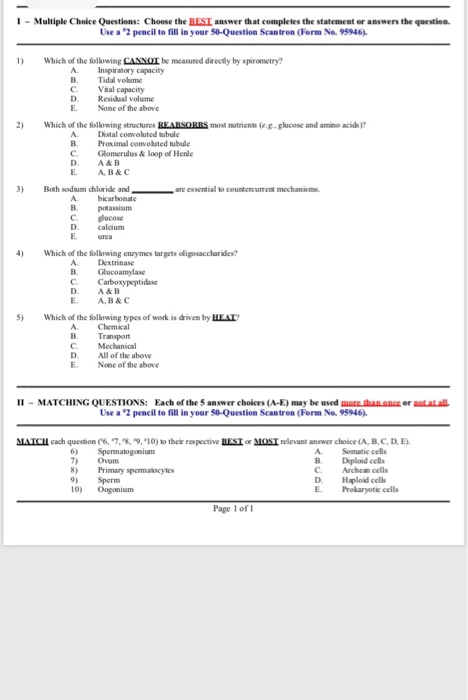 Solved l-Multiple Choice Questions: Choose the 江answer that | Chegg.com