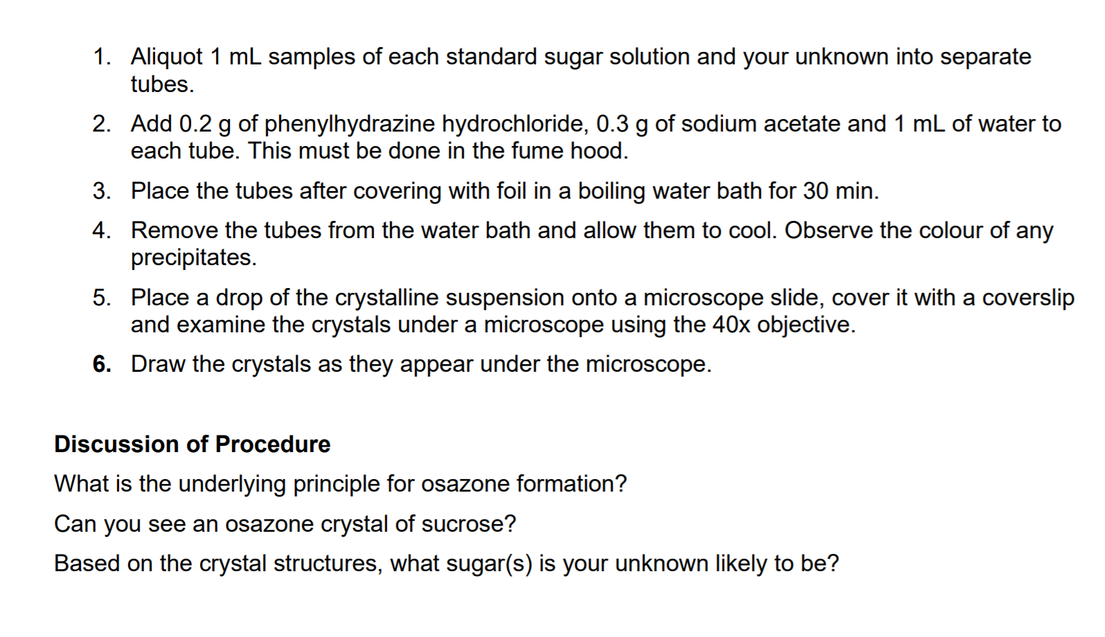 Solved 1. Aliquot 1 ml samples of each standard sugar | Chegg.com