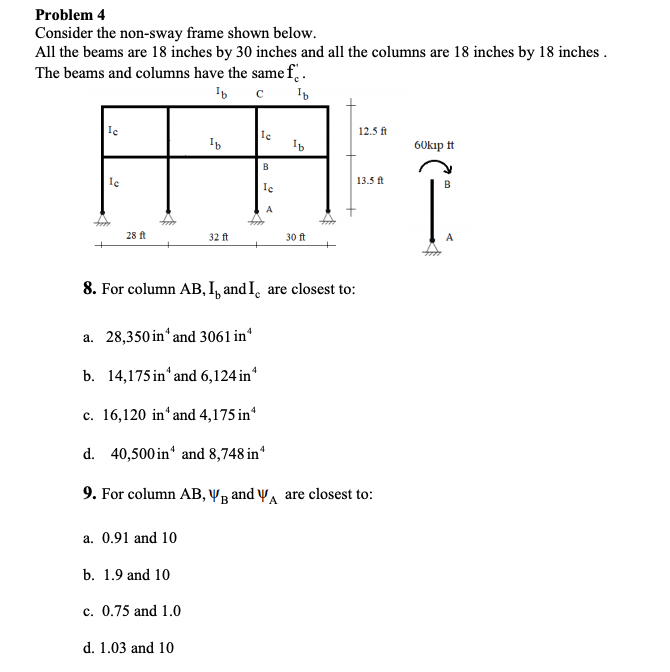 Solved Problem 4 Consider the non-sway frame shown below. | Chegg.com