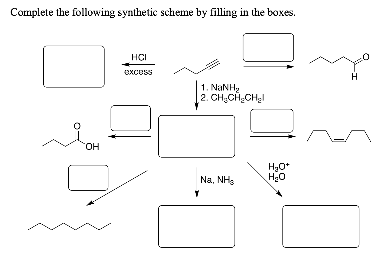 Complete the following synthetic scheme by filling in | Chegg.com