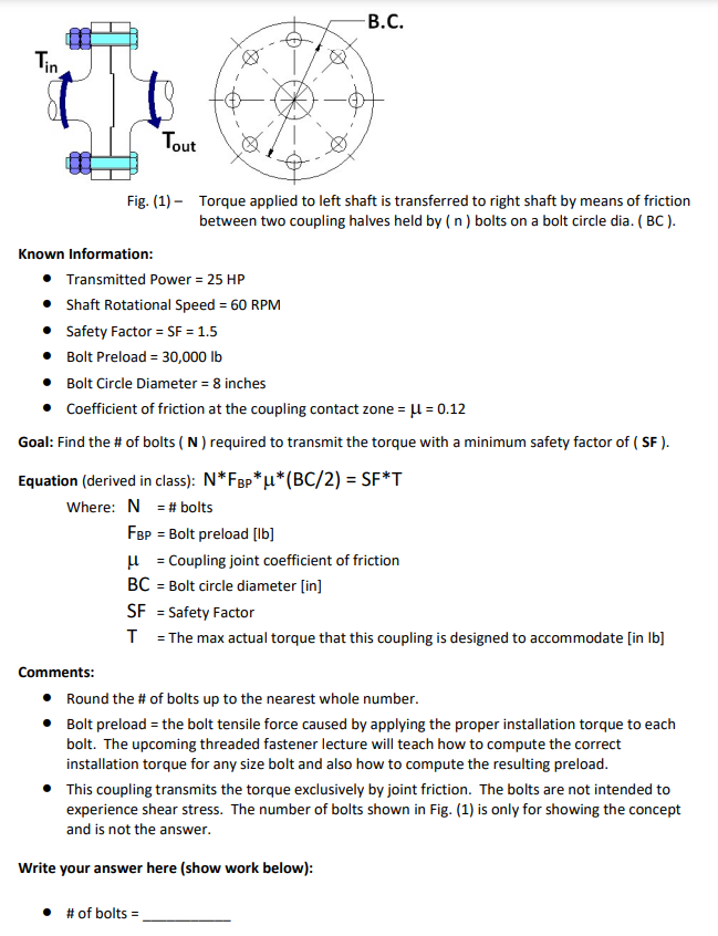 Solved Fig. (1) - Torque applied to a shaft and transferred | Chegg.com
