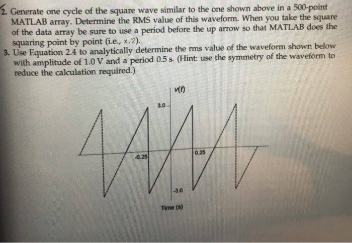 Solved 2. Generate one cycle of the square wave similar to | Chegg.com