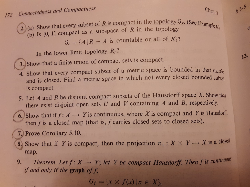 Solved Connectedness and Compactness 172 Chap. 3 $ 3-6 2. | Chegg.com