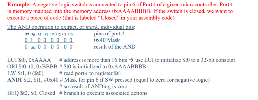 Solved Example: A negative-logic switch is connected to pin6 | Chegg.com