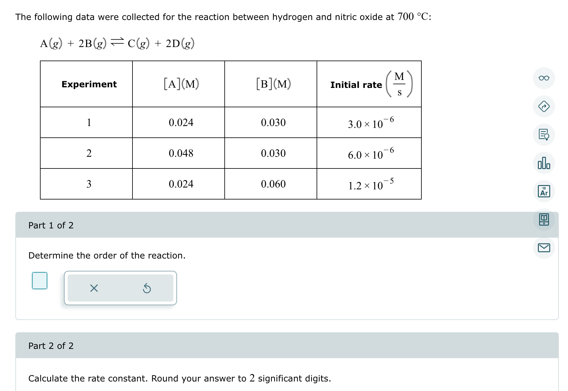 Solved The following data were collected for the reaction | Chegg.com