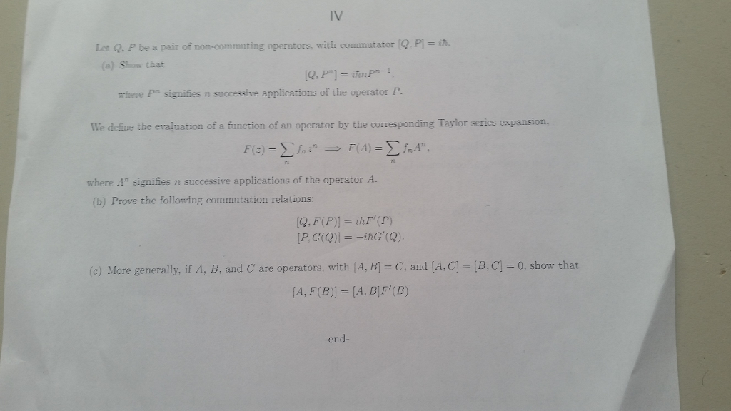 Solved Let Q, p be a pair of non-commuting operators, with | Chegg.com