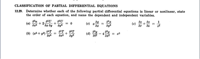 Solved CLASSIFICATION OF PARTIAL DIFFERENTIAL EQUATIONS | Chegg.com
