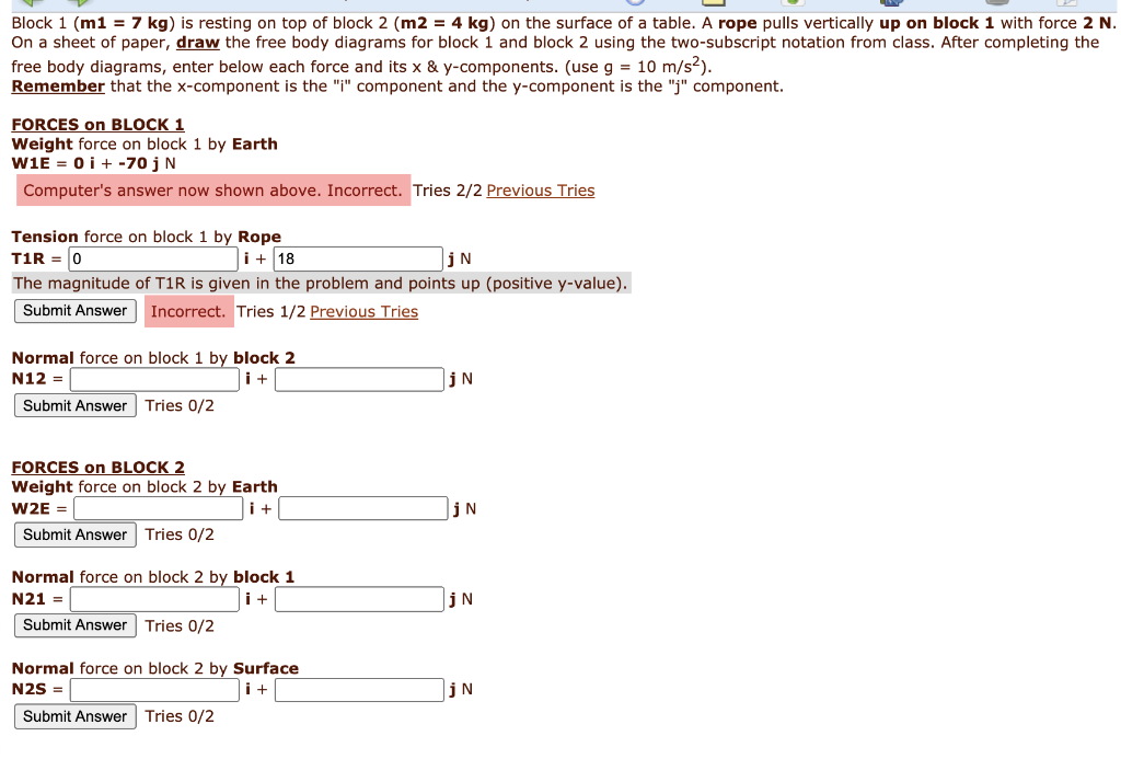 Solved Block 1 (m1 = 7 kg) is resting on top of block 2 (m2 | Chegg.com