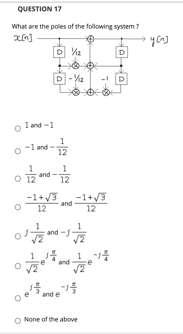 Solved QUESTION 17 What are the poles of the following | Chegg.com