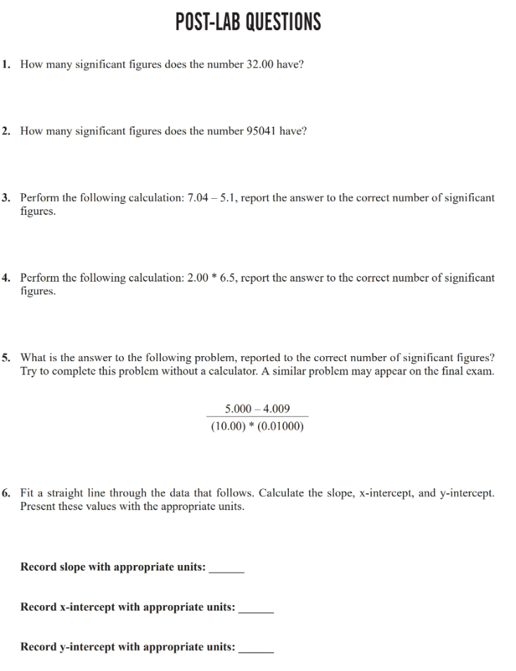 Solved POST-LAB QUESTIONS 1. How many significant figures | Chegg.com