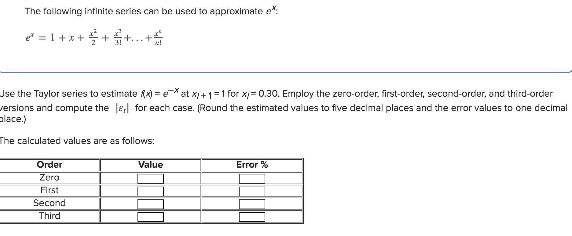 Solved The Following Infinite Series Can Be Used To