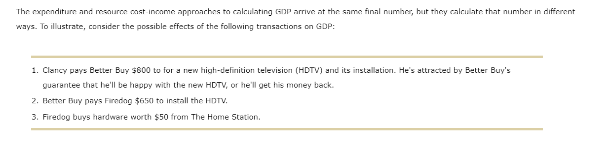 Solved The expenditure and resource cost-income approaches | Chegg.com